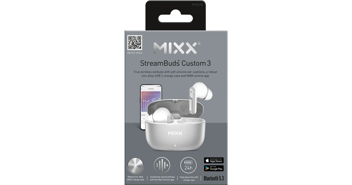MIXX StreamBuds Custom 3 True Wireless Earbuds headset Zilver