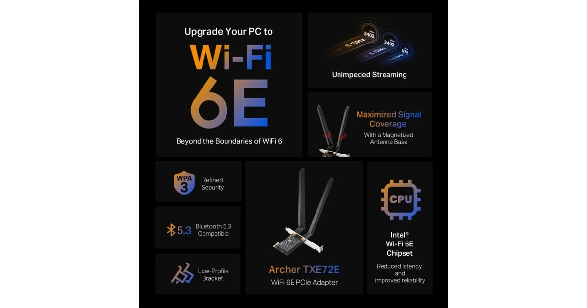 TP-Link Archer TXE72E AXE5400 Wi-Fi 6E Bluetooth 5.3 PCIe wlan adapter