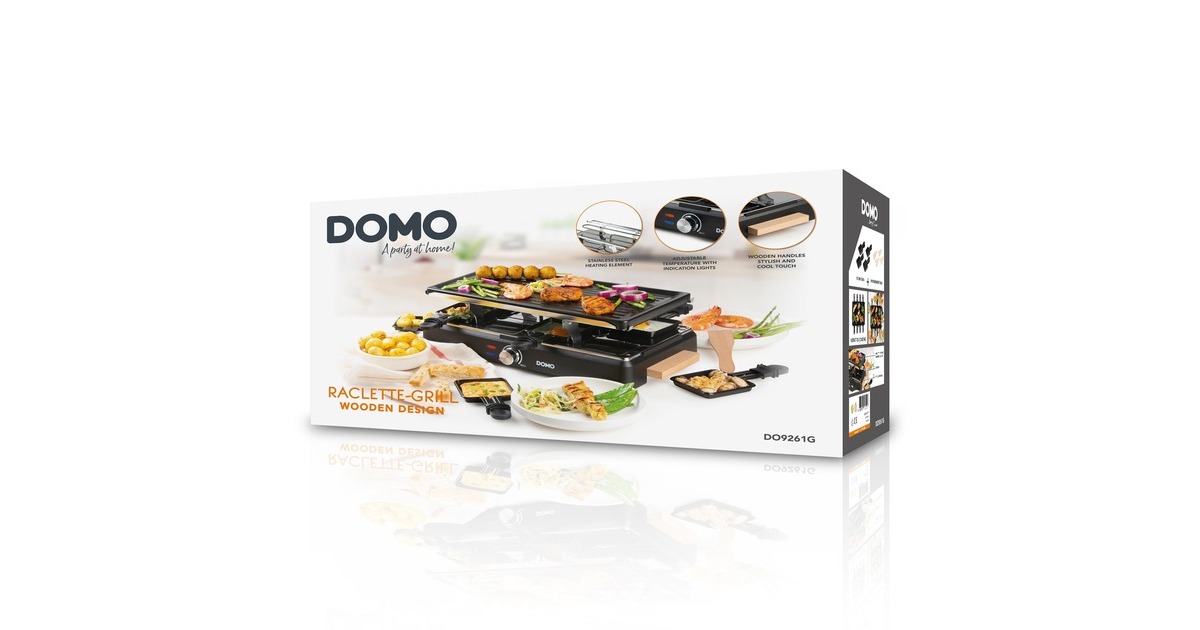 Domo Raclette-grill DO9261G gourmetstel Zwart/houtkleur