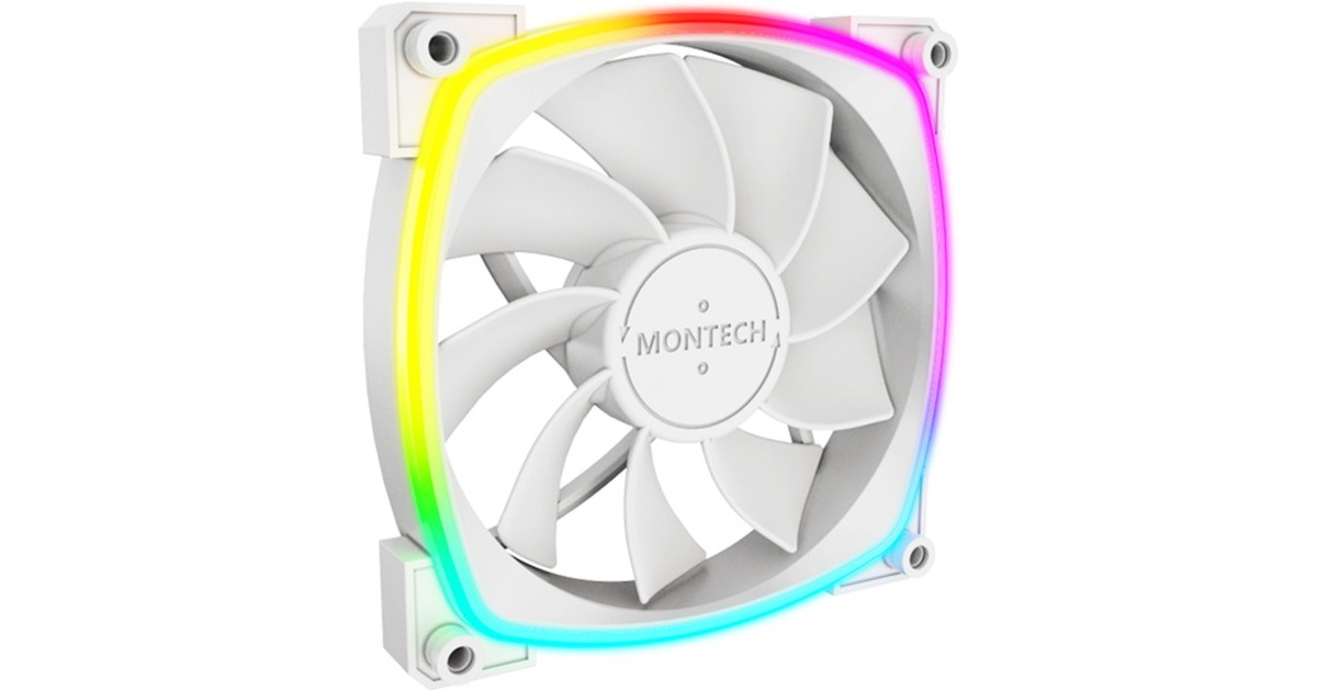 Montech RX120 PWM RGB case fan Wit, 120 x 25 x 120 mm, 3-pin ARGB