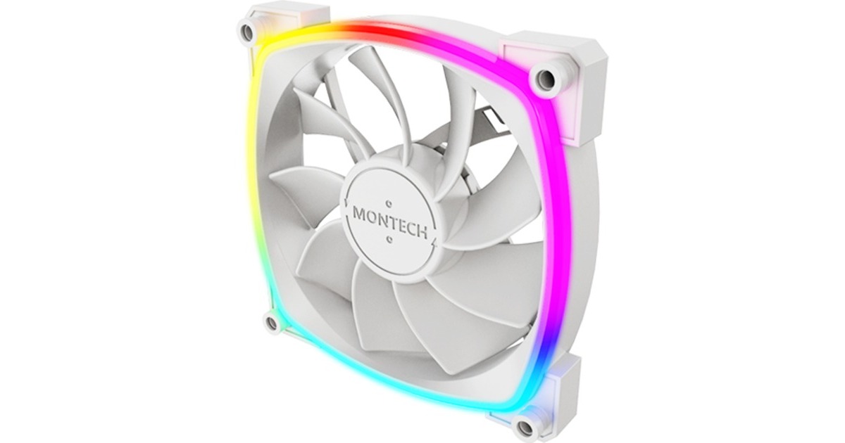Montech RX120 PWM RGB case fan Wit, 120 x 25 x 120 mm, 3-pin ARGB