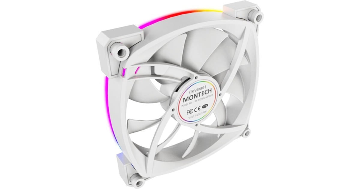 Montech RX120 PWM RGB case fan Wit, 120 x 25 x 120 mm, 3-pin ARGB