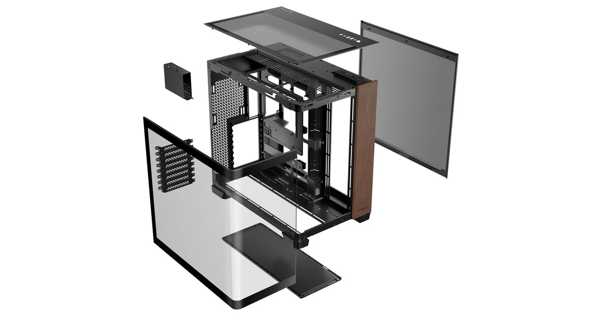 Antec C8 Curve Wood midi tower behuizing Zwart/houtkleur | 2x USB-A | 1x USB-C | Tempered Glass