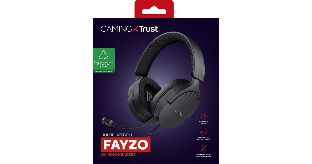 Trust GXT 489 Fayzo Multiplatform over-ear gaming headset Zwart