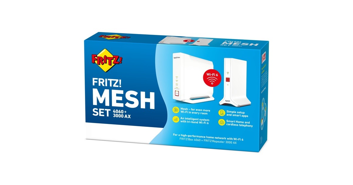 FRITZ! Mesh Set 4060 + 3000 AX Edition International mesh router Wit