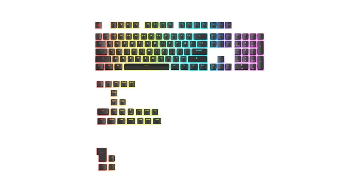Glorious Aura V3 RGB Keycaps Zwart, Pudding-style keycaps, Double Shot ...