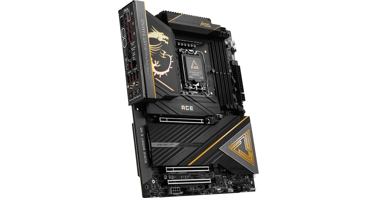 MSI MEG Z890 ACE socket 1851 moederbord Zwart/goudgeel, RAID, 10Gb-LAN ...