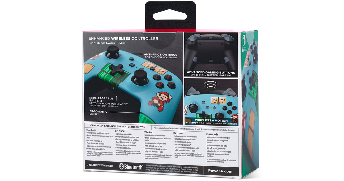 PowerA Enhanced Wireless Controller for Nintendo Switch - SMB3 Blauw
