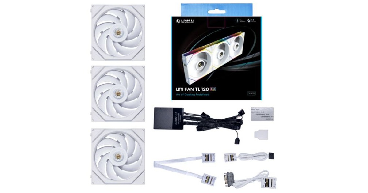 Lian Li UNI FAN TL 120 White Triple Pack case fan Wit, 4-pin PWM, Incl ...