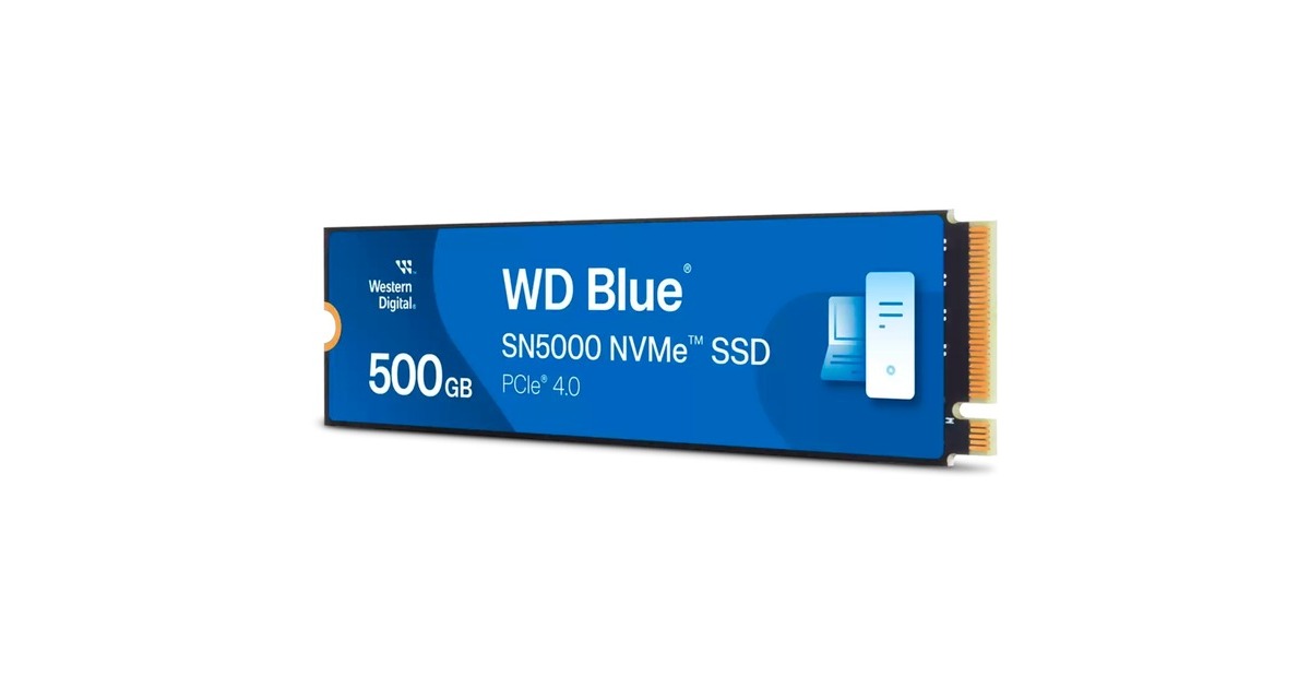 WD Blue SN5000 NVMe, 500 GB SSD Blauw, WDS500G4B0E, M.2 2280, PCIe Gen4 x4