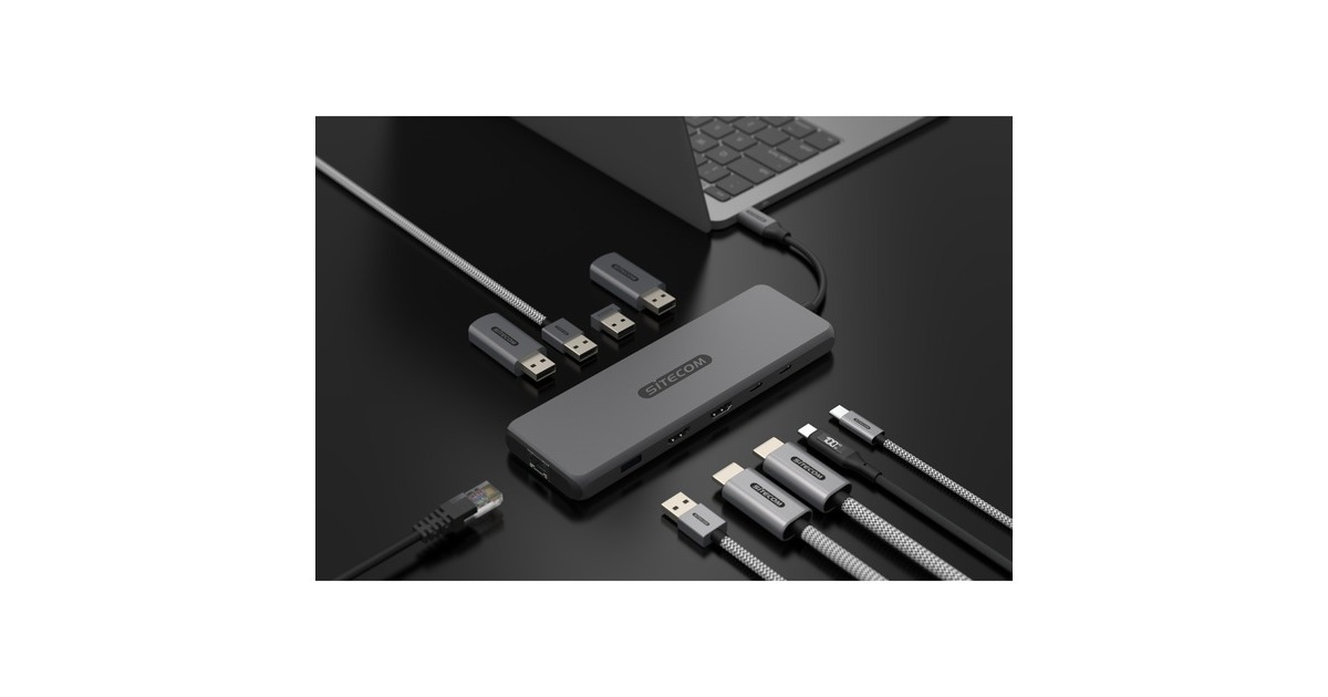 Sitecom 10-in-1 USB4 Power Delivery Multiport dockingstation Grijs