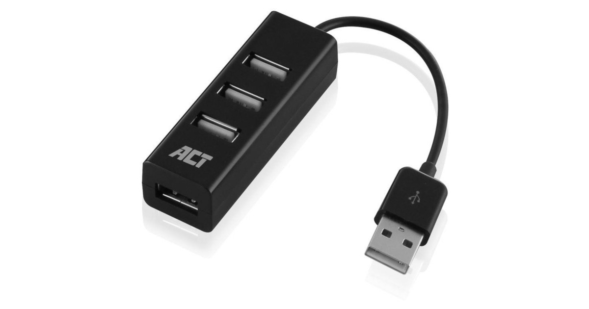 ACT Connectivity USB Hub mini 4 port usb-hub Zwart