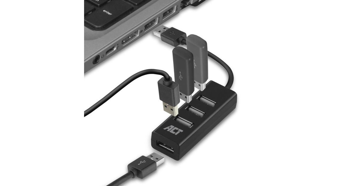 ACT Connectivity USB Hub mini 4 port usb-hub Zwart