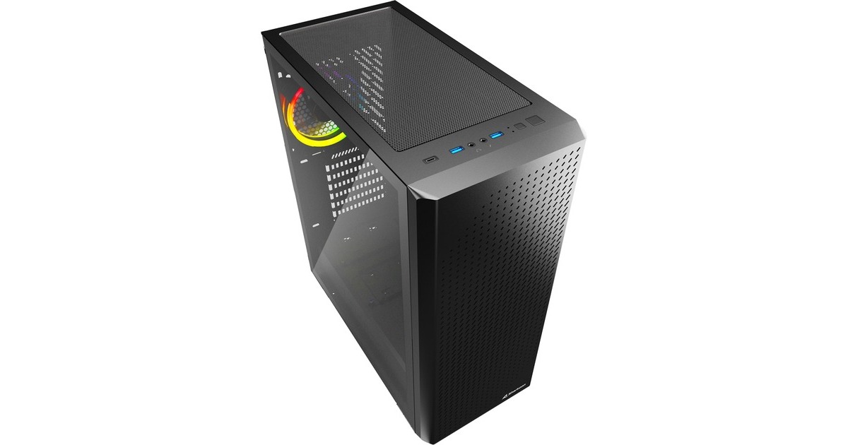 Sharkoon VS9 RGB Black midi tower behuizing Zwart | 2x USB-A | 1x USB-C ...