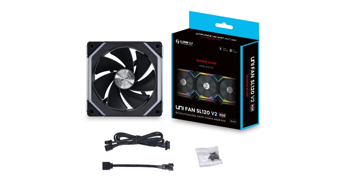 Lian Li UNI FAN SL120 V2 Reverse Blade Single Pack case fan Zwart, 4 ...