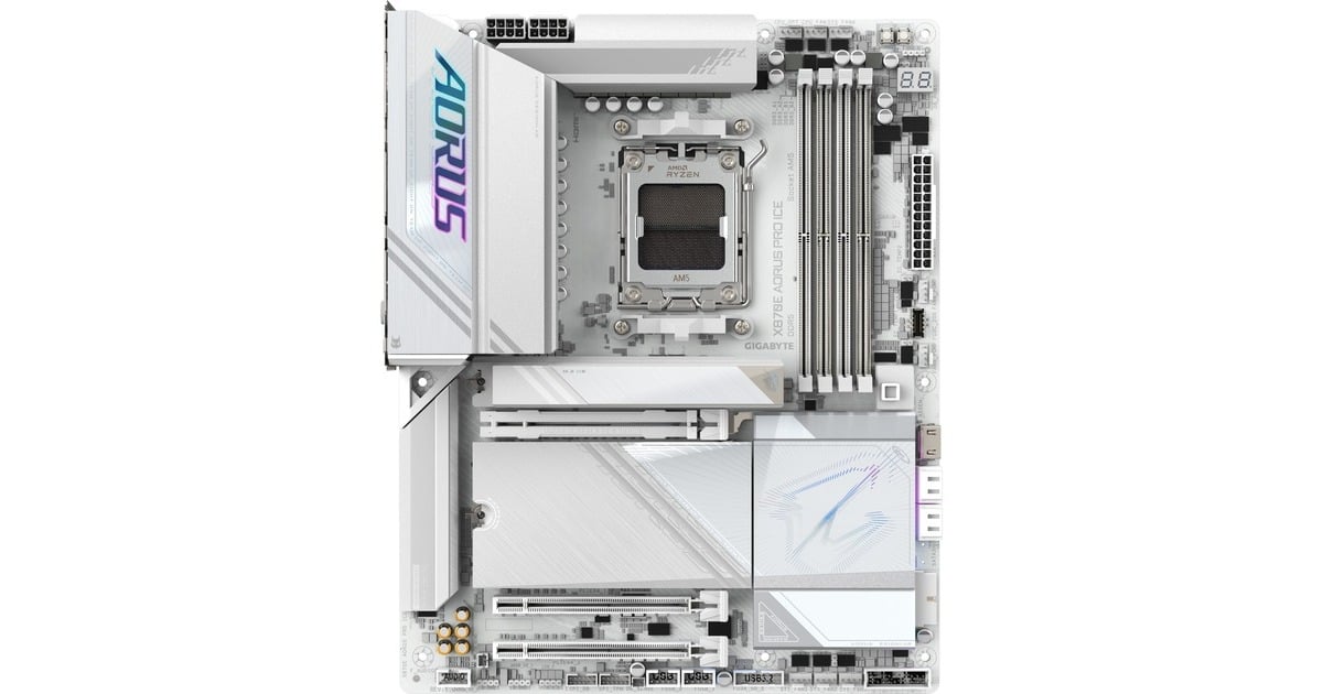 GIGABYTE X870E AORUS PRO ICE socket AM5 moederbord Zilver/wit, RAID, 2. ...