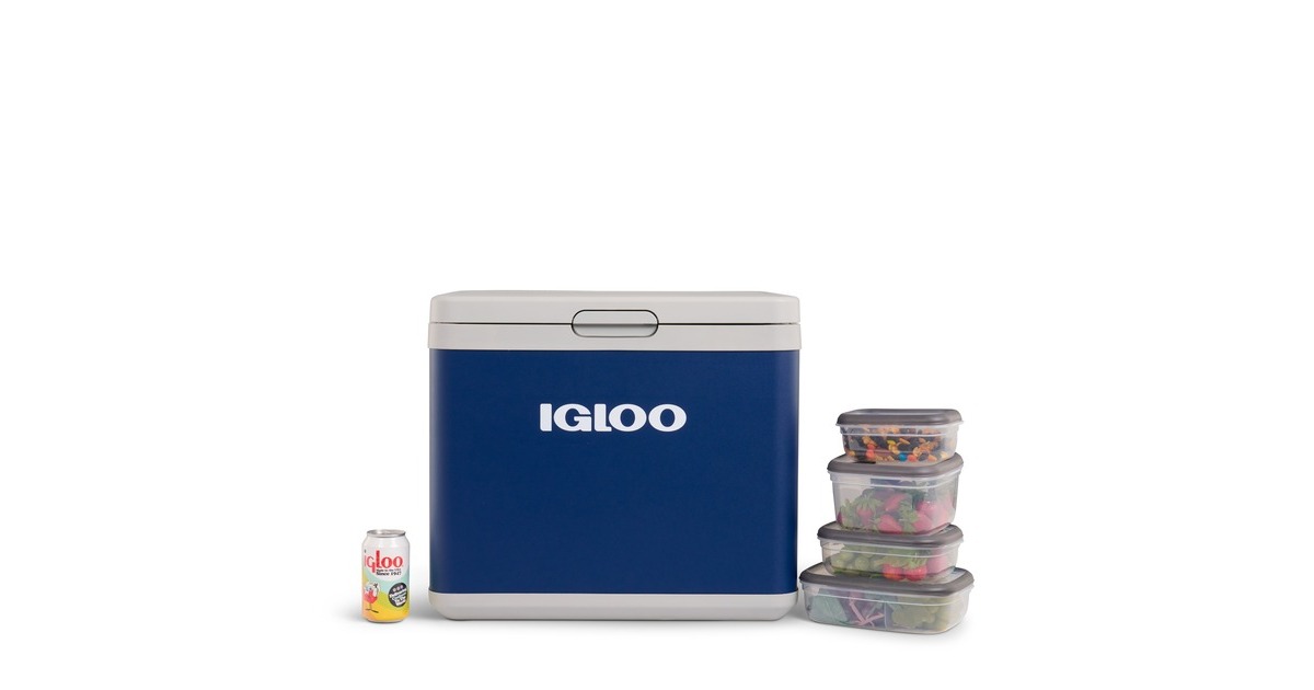 Igloo IH45 AC/DC hybride koelbox Donkerblauw/wit, 43 liter