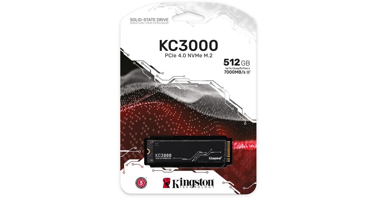 Kingston KC3000 512 GB SSD Zwart, SKC3000S/512G, PCIe 4.0 NVMe, M.2 2280