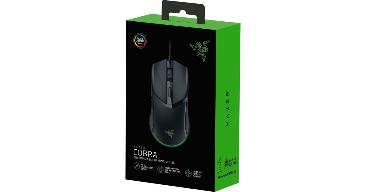 Razer Cobra gaming muis Zwart, 8500 dpi, Razer Chroma RGB