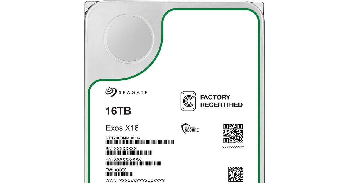 Seagate Exos X16 12 TB Refurbished harde schijf SATA 6 Gb/s, 3,5"