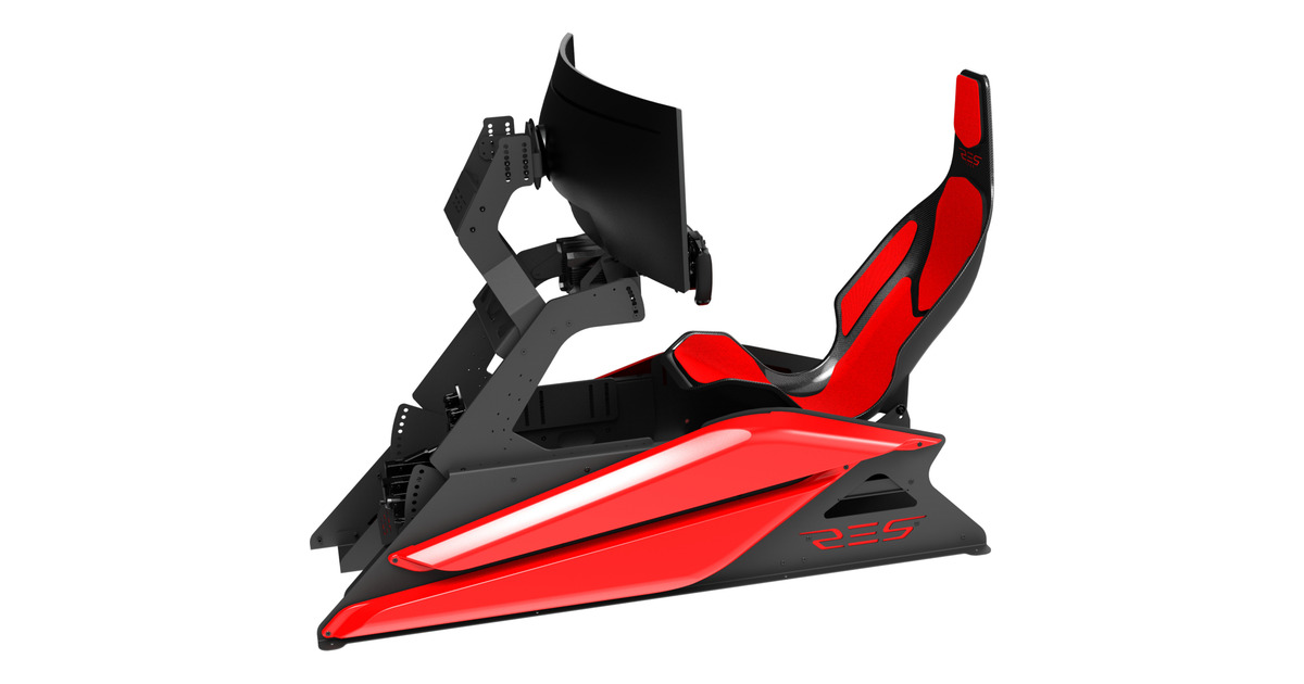 Res-Tech GT Cockpit + Carbon Seat racing simulator Zwart/rood