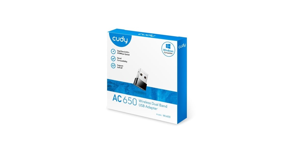 Cudy AC650 Wireless Dual Band Mini USB wlan adapter Zwart
