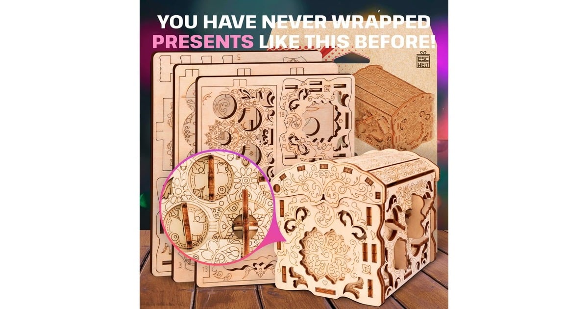 Escape Welt Wooden Secret Treasure Box Puzzel