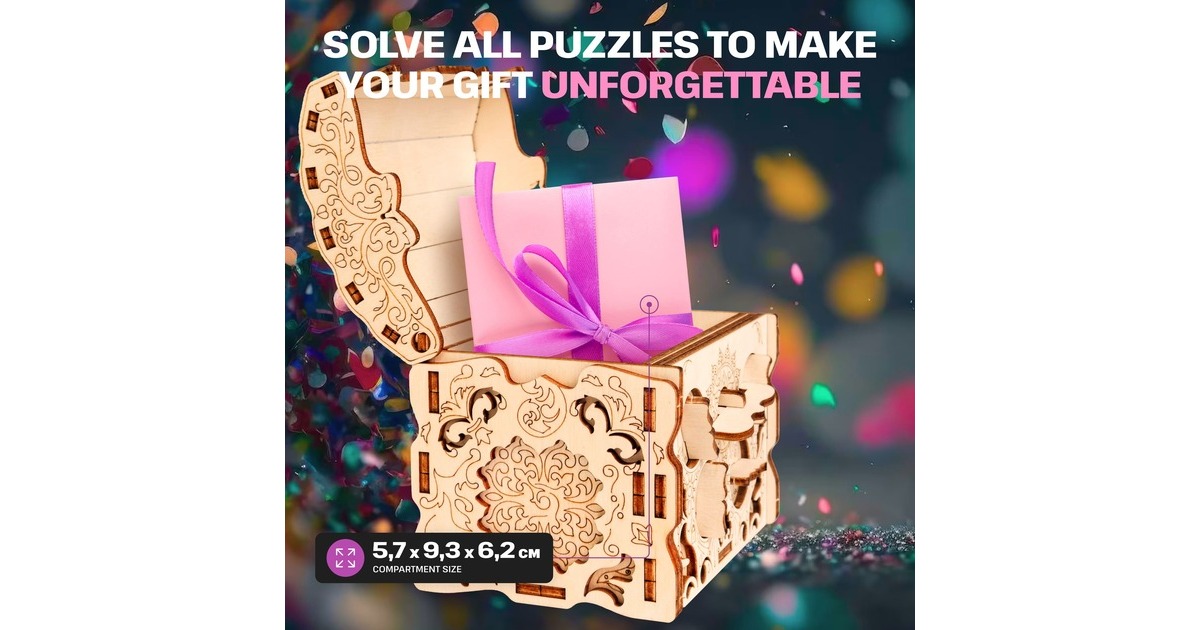 Escape Welt Wooden Secret Treasure Box Puzzel
