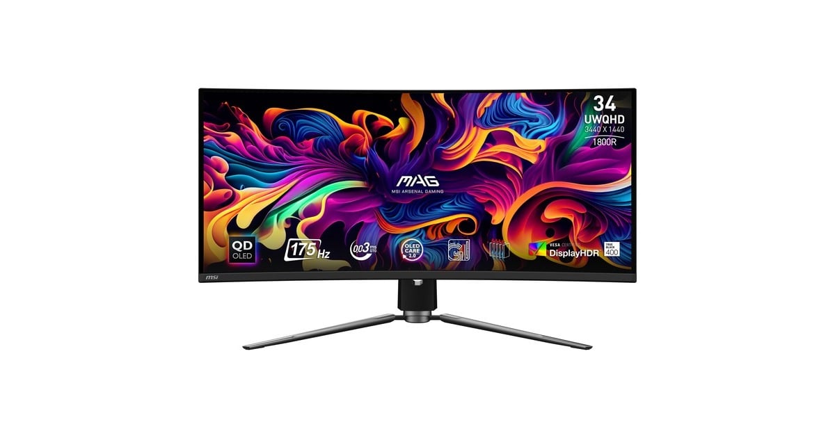 MSI MAG 341CQP QD-OLED 34" Curved UltraWide gaming monitor Zwart, 2x ...