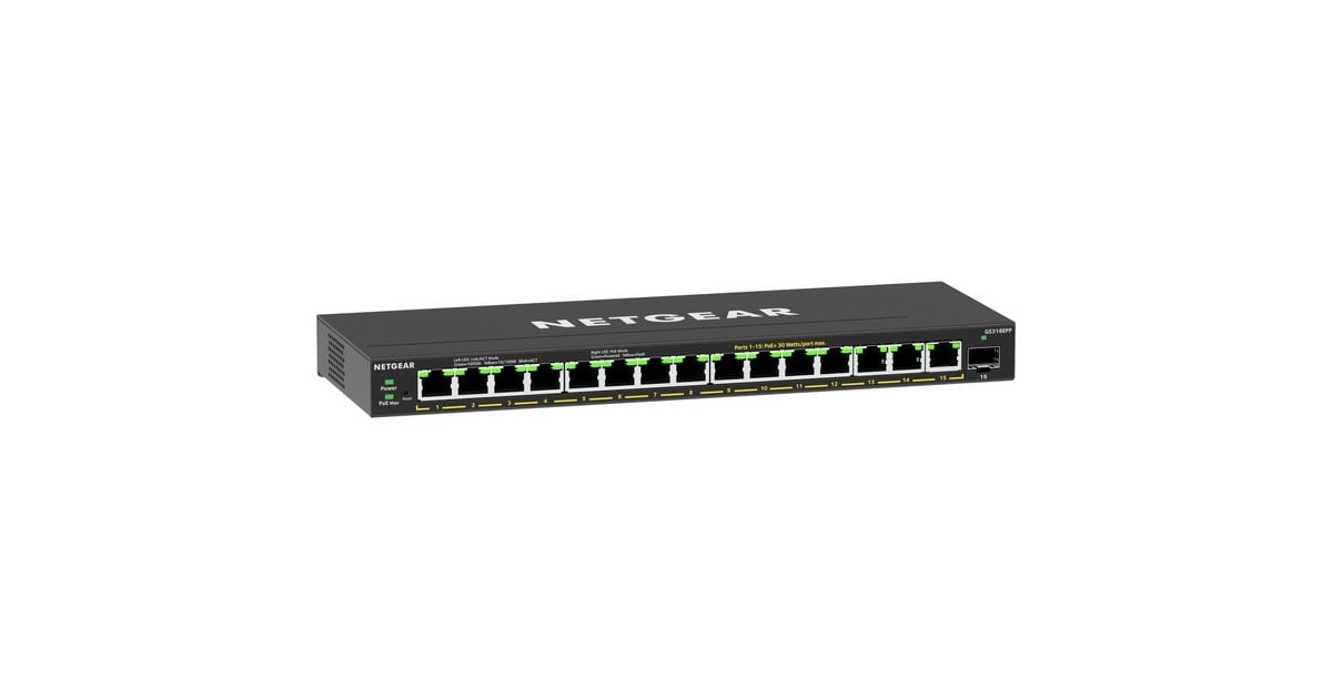 NETGEAR GS316EPP switch Zwart