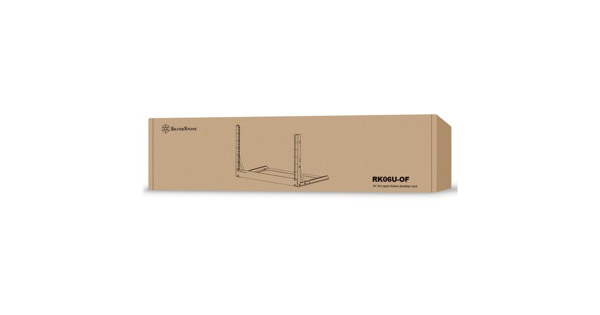 SilverStone 19" 6U open-frame desktop rack bevestiging Zwart