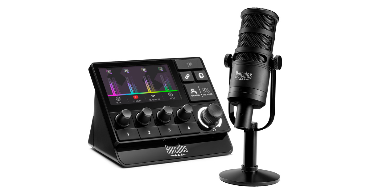 Hercules Stream Essentials Kit mengpaneel Zwart, Stream 200 XLR + HXD-700