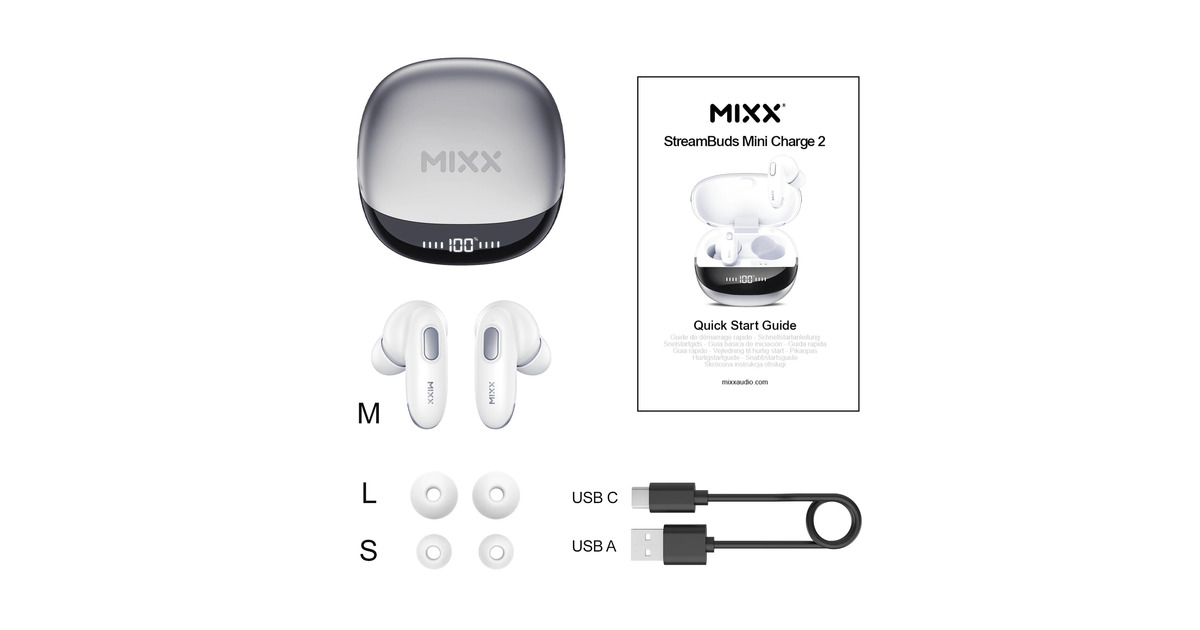 MIXX StreamBuds Mini Charge 2 True Wireless Earbuds in-ear oortjes Wit