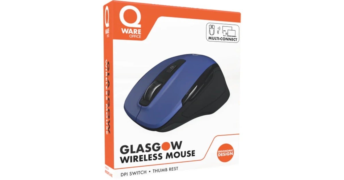 Qware Glasgow Draadloze Muis Zwart/blauw, 800 - 1600 DPI, 2,4 GHz USB ...