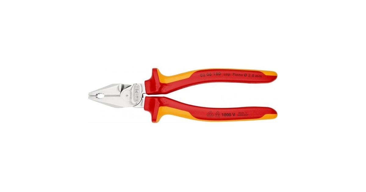 Knipex Kracht-kombitang 02 06 180 VDE combinatietang Rood/geel, Lengte ...