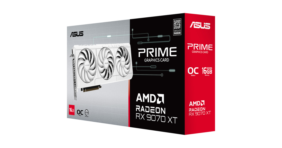 ASUS PRIME Radeon RX 9070 XT OC WHITE grafische kaart Wit, 3x ...