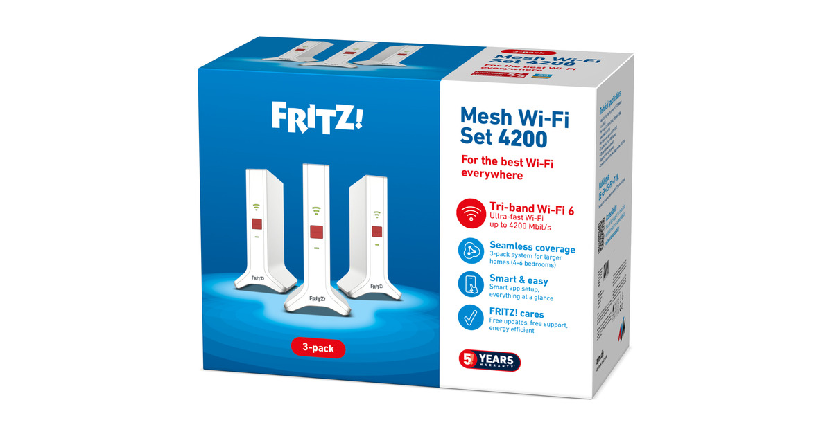 FRITZ! Mesh Wi-Fi Set 4200 3-pack International repeater Wit, 3 stuks
