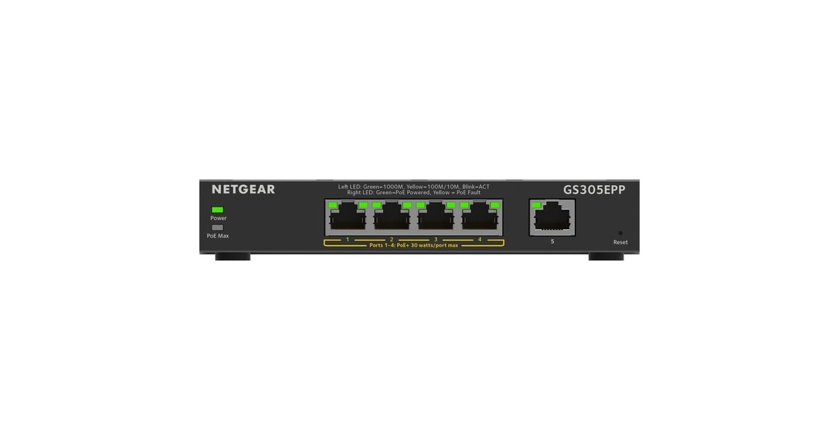 NETGEAR GS305EPP switch Zwart