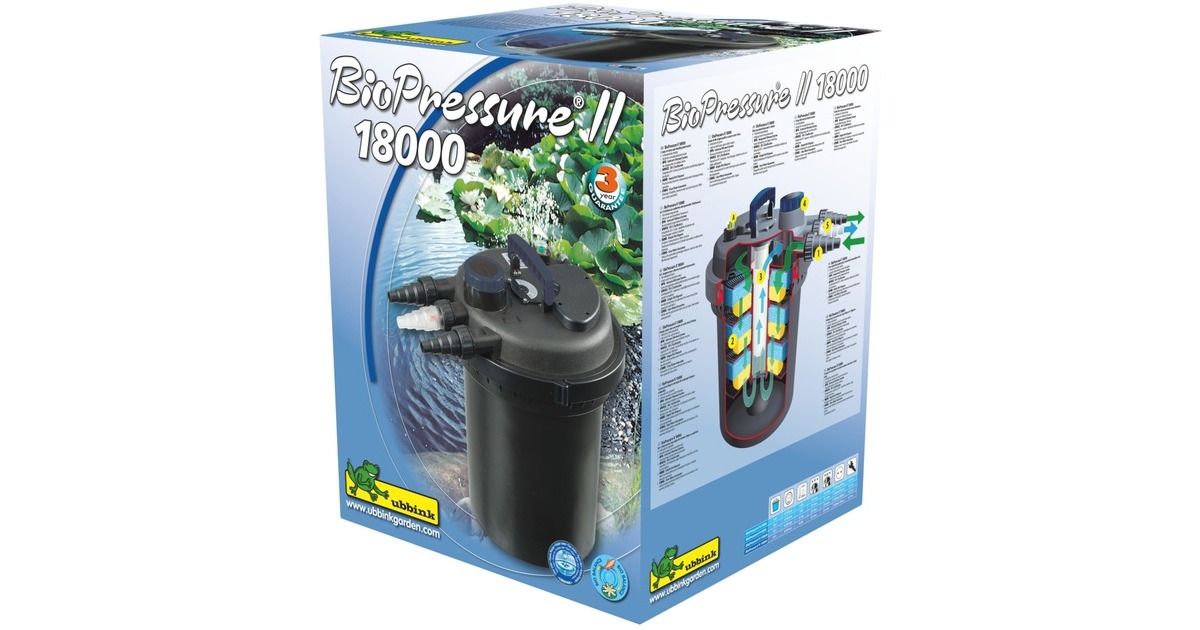Ubbink BioPressure II-drukfilter 18000 waterfilter Zwart, Incl. UVC 18W