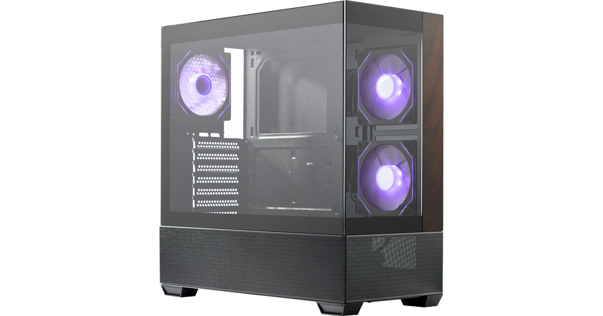 Cooler Master Elite 690 Wood midi tower behuizing Zwart/houtkleur | 2x ...