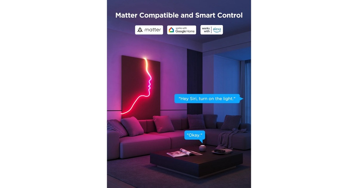 Govee Neon Rope Light 2 ledstrip Wit, 5 meter, 2,4GHz wifi + Bluetooth