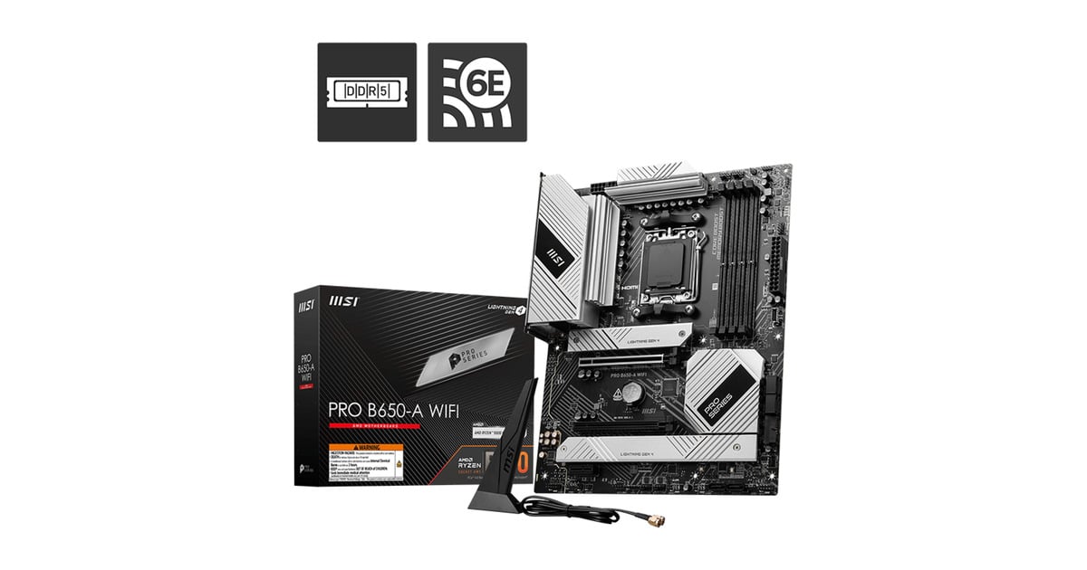 MSI PRO B650-A WIFI socket AM5 moederbord Zwart, RAID, 2.5Gb-LAN, Wi-Fi ...
