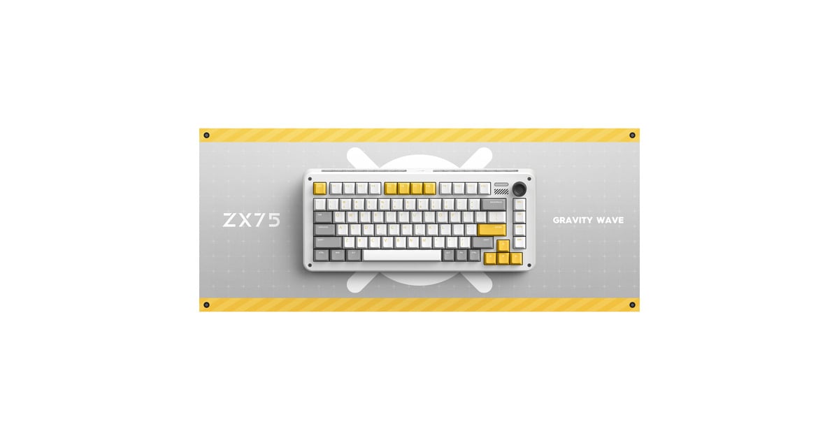 IQUNIX ZX75 Gravity Wave Wireless Mechanical Keyboard, gaming toetsenbord Grijs/geel, US lay-out ...