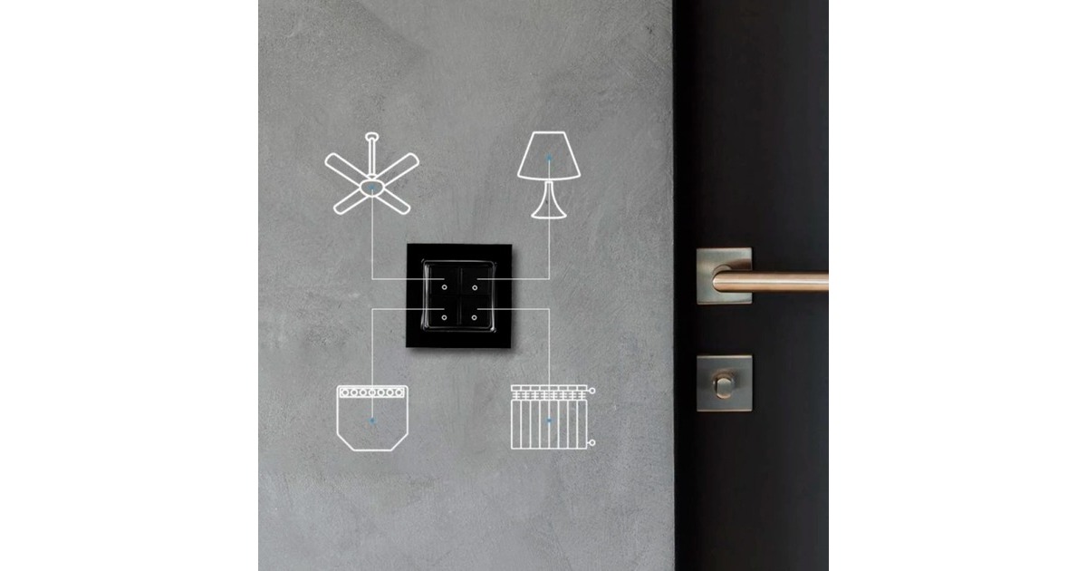 Shelly Wall Switch 4 knop Zwart
