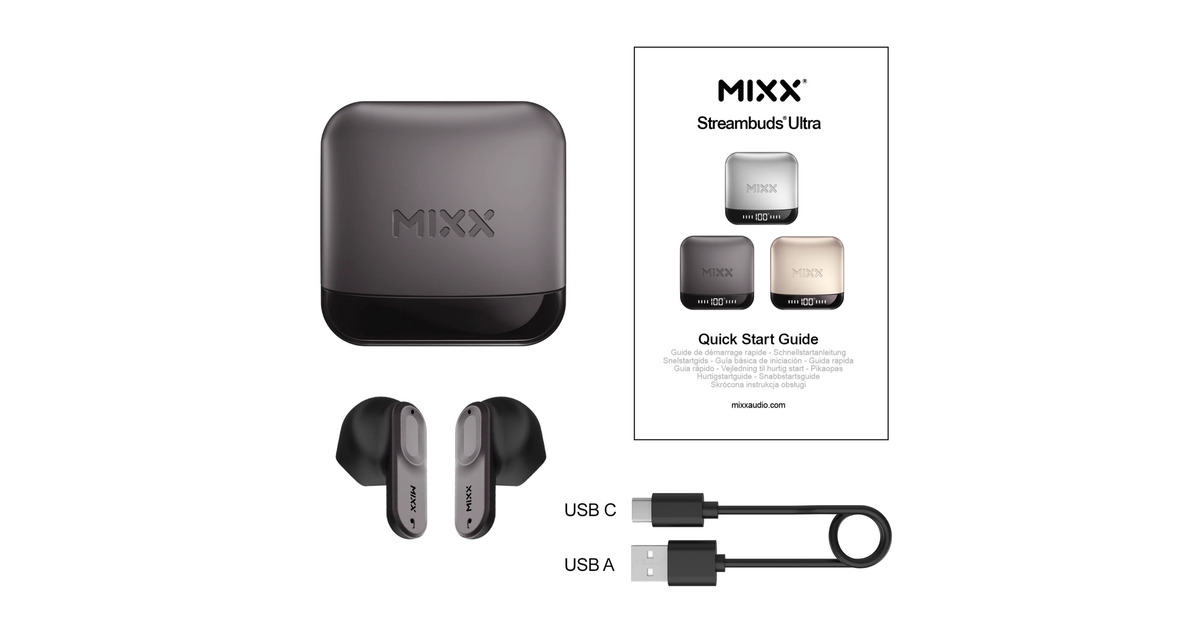MIXX StreamBuds Ultra Hybrid True Wireless Earbuds headset Zwart