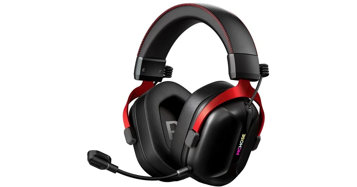MCHOSE S9 Wireless Tri-Mode over-ear gaming headset Zwart/rood, PC ...
