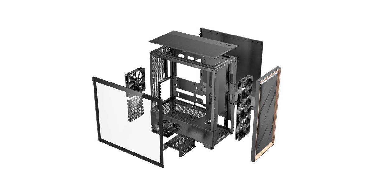 Antec FLUX midi tower behuizing Zwart | 2x USB-A | 1x USB-C | Tempered ...