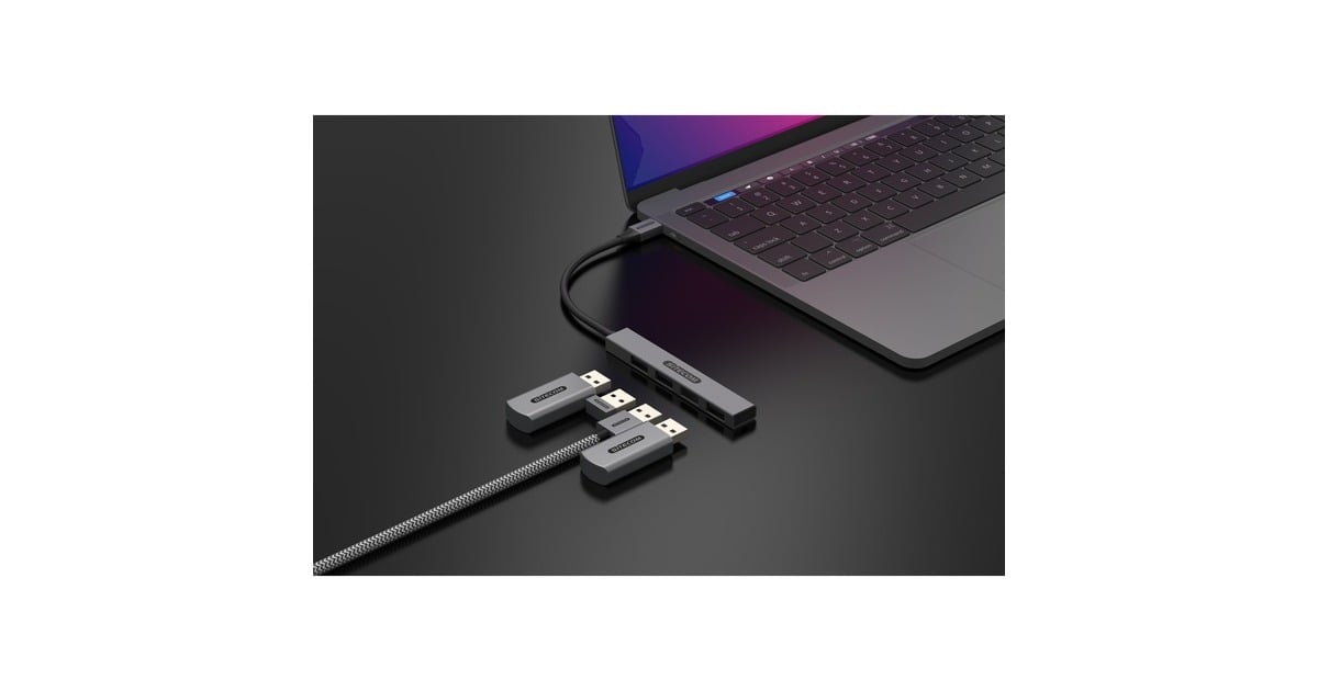 Sitecom USB-C naar 4x USB-A Nano usb-hub Grijs