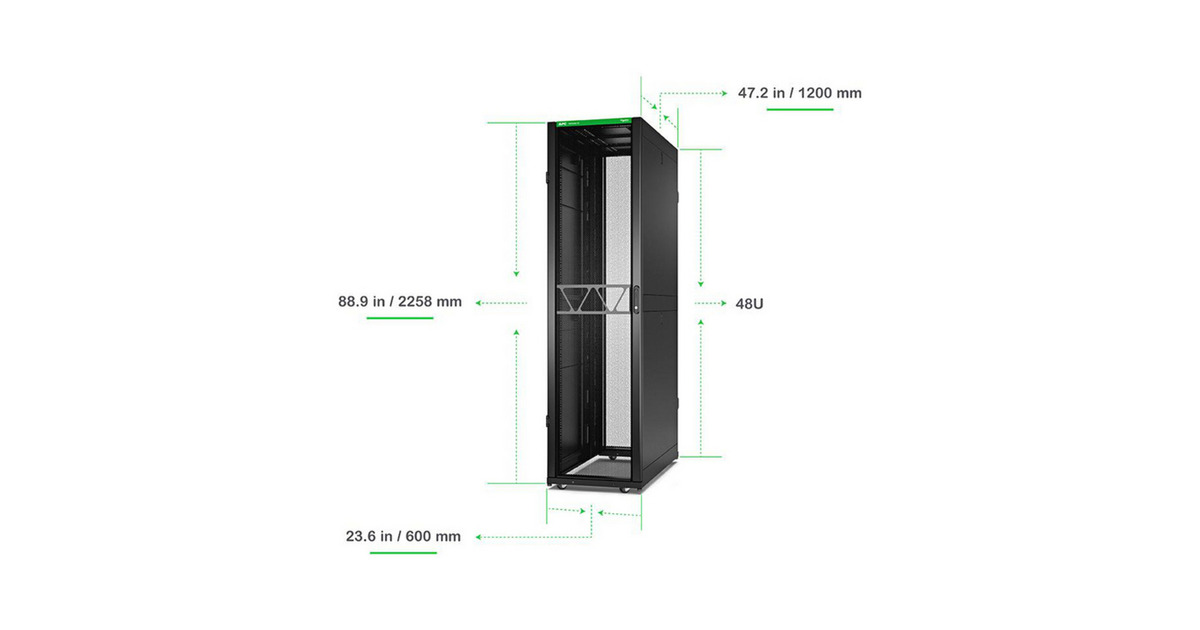 APC NetShelter SX Gen 2 AR3307B2, 48U server rack Zwart/groen, 60(b) x 225,8(h) x 120(d) cm, met ...