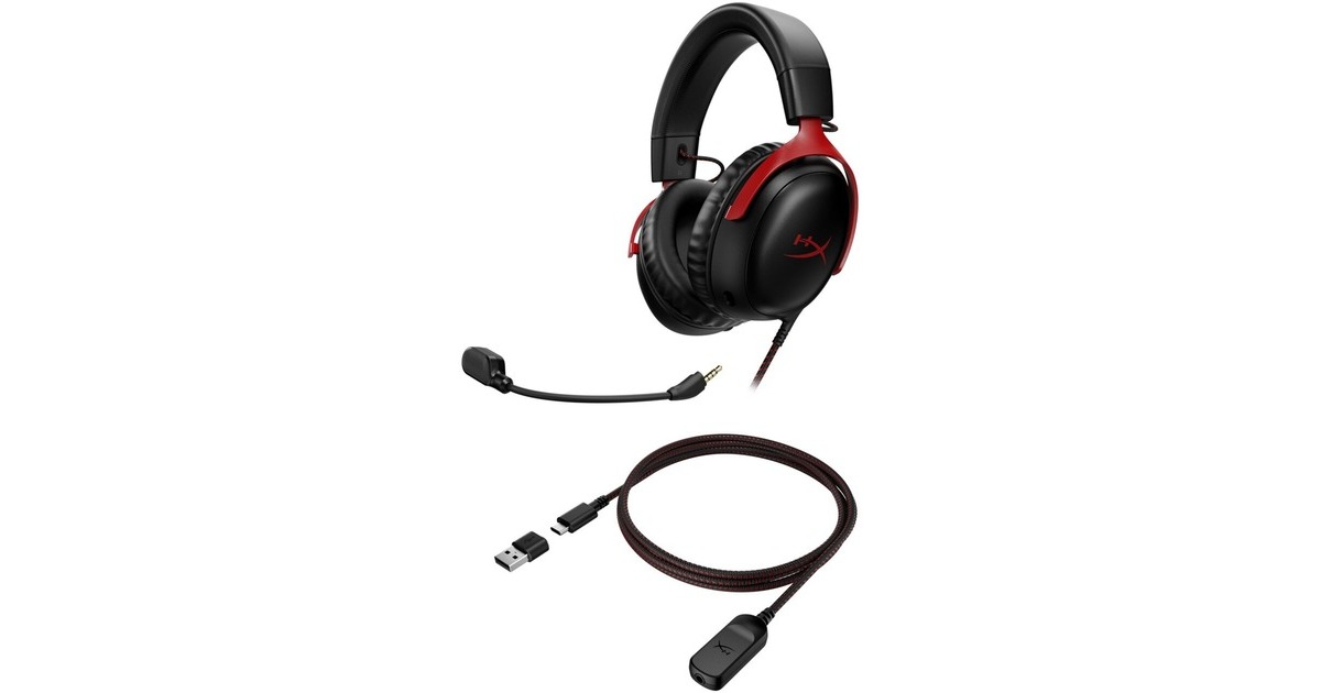 HyperX Cloud III over-ear gaming headset Zwart/rood, Pc, PS5, PS4, Xbox ...